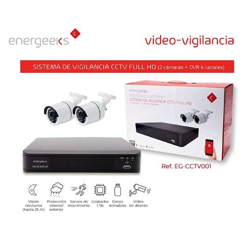 Sistema Video Vigilancia Cctv Full Hd 2 Cam Cctv001 Energeeks Montec