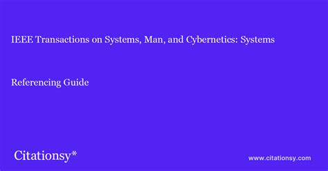 Ieee Transactions On Systems Man And Cybernetics Systems Referencing