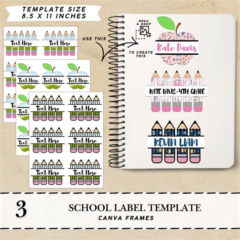 School Name Tag School Canva Templates School Label Template Custom