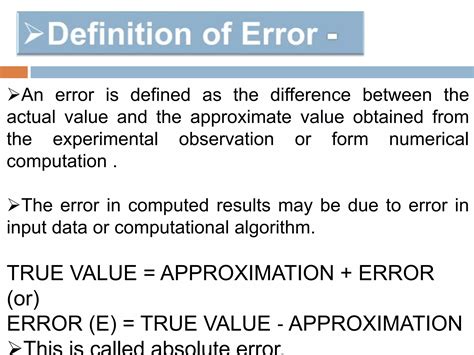 Errorcomputer Oriented Numerical And Statistical Method Pptx