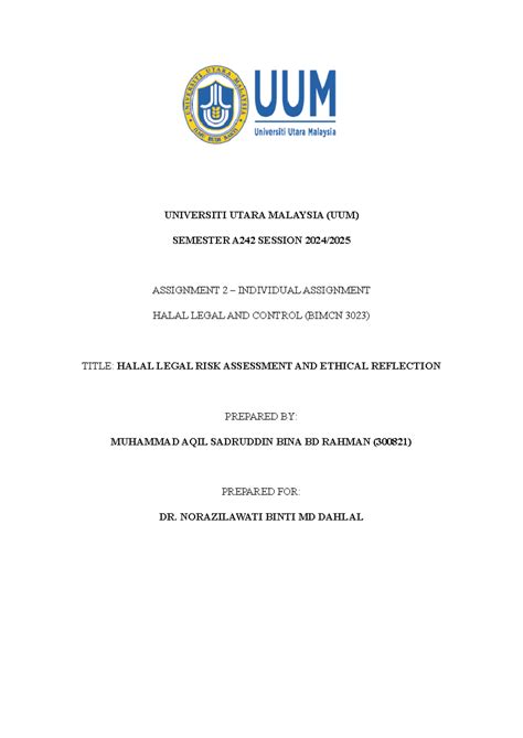 Halal Legal Individual Universiti Utara Malaysia Uum Semester A24 2