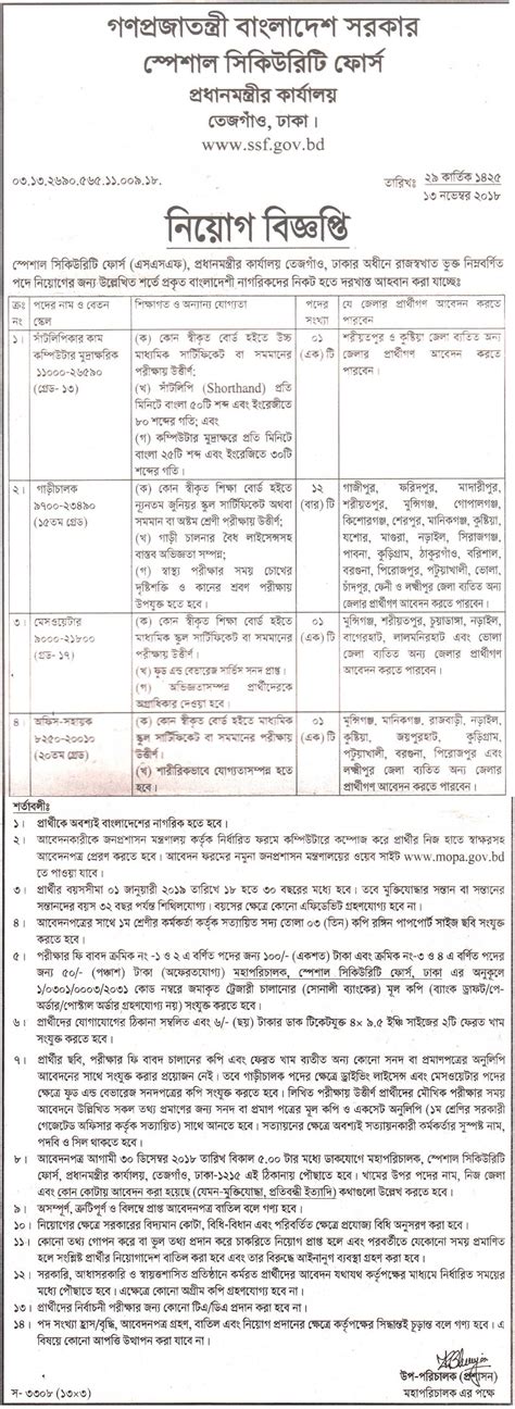Special Security Force Ssf Job Circular Apply Process Bd