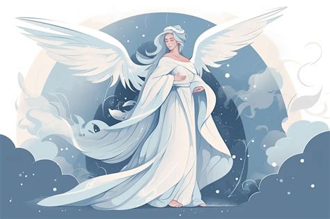 Ángel En El Cielo Con Nubes Ilustración De Dibujos Animados De Un Hermoso ángel Foto Premium