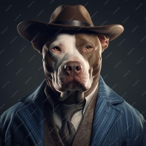 Premium Ai Image Pitbull In A Suit Generative Ai