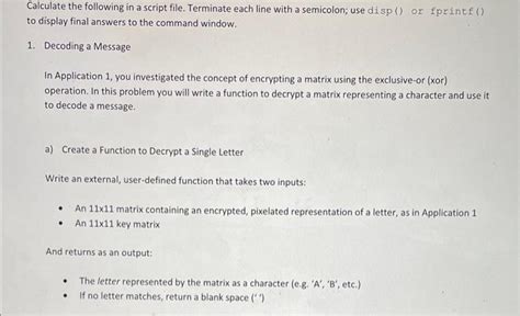Solved Calculate The Following In A Script File Terminate