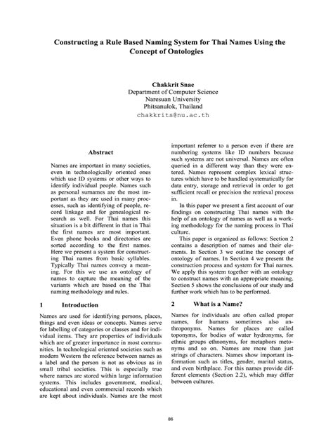 Fillable Online Constructing A Rule Based Naming System For Thai Names Using Fax Email Print