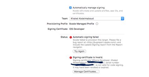 Ios Signing Certificate Is Invalidautomatic Signing Failed Stack