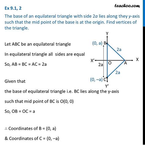 Ex 9 1 2 Base Of An Equilateral Triangle With Side 2a