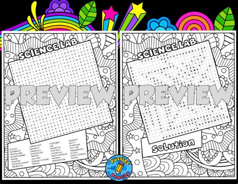 Science Lab Word Search Puzzle Activity Page With Colouring Teaching Resources
