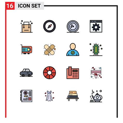 16 Thematic Vector Flat Color Filled Lines And Editable Symbols Of Computer Development Awards