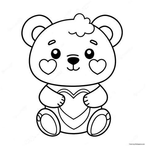 Cute Kawaii Bear With Heart Coloring Page 27085 21409