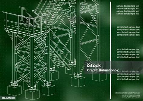 건물 금속 구조물 체적 구조 3d 디자인 추상적인 배경 컴퓨터 보조 설계에 대한 스톡 벡터 아트 및 기타 이미지 컴퓨터 보조
