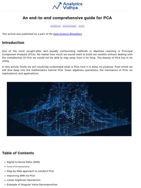 An End To End Comprehensive Guide For Pca Pdf Eigenvalues And