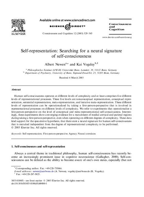 self representation searching for a neural signature of self consciousness