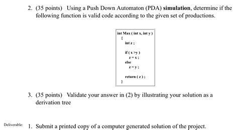 Solved 35 ﻿points ﻿using A Push Down Automaton Pda
