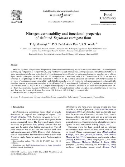 Pdf Nitrogen Extractability And Functional Properties Of Defatted