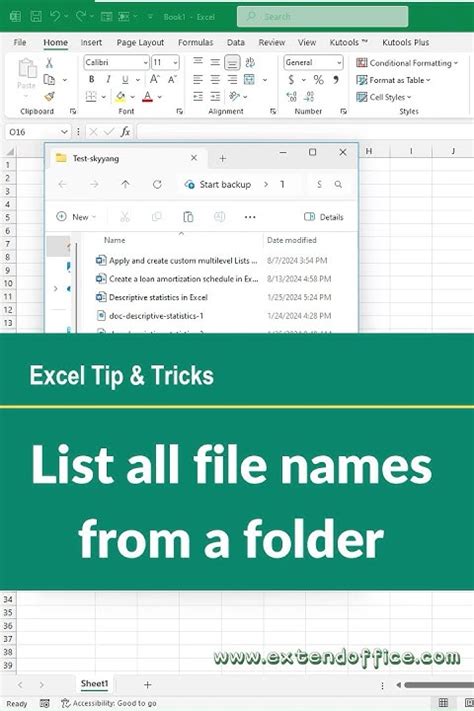 List All Filenames From A Folder And Subfolder In Excel Youtube