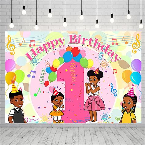 Black Gracies Corner Backdrop For Party Supplies 5x3ft Colorful 1st