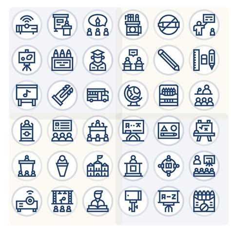 Classroom Icon Repository Containing 36 Bold Line 64x64 Pixel Optimized