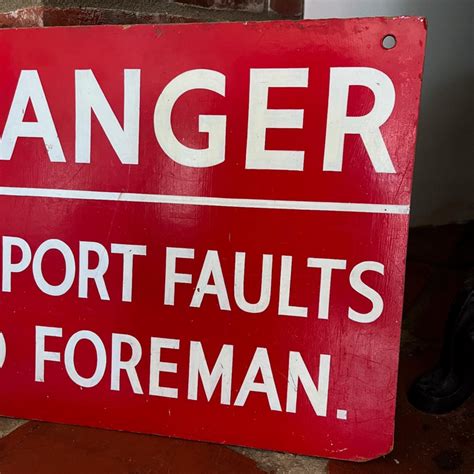 1950s Industrial Factory Construction Hand Painted Directive Sign