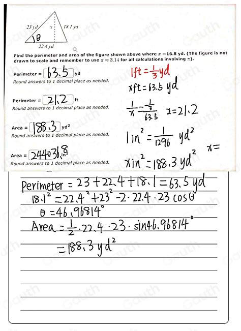 Solved Find The Perimeter And Area Of The Figure Shown Above Where X