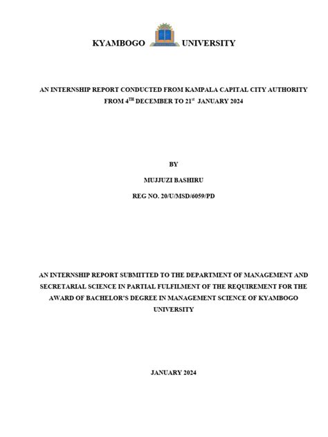 Mujjuzi Bashiru Internship Report Final Docm Pdf Strategic