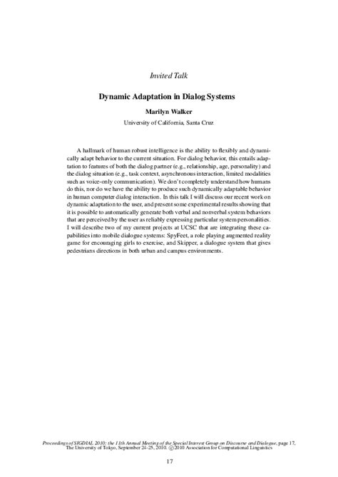 Pdf Dynamic Adaptation In Dialog Systems Marilyn Walker
