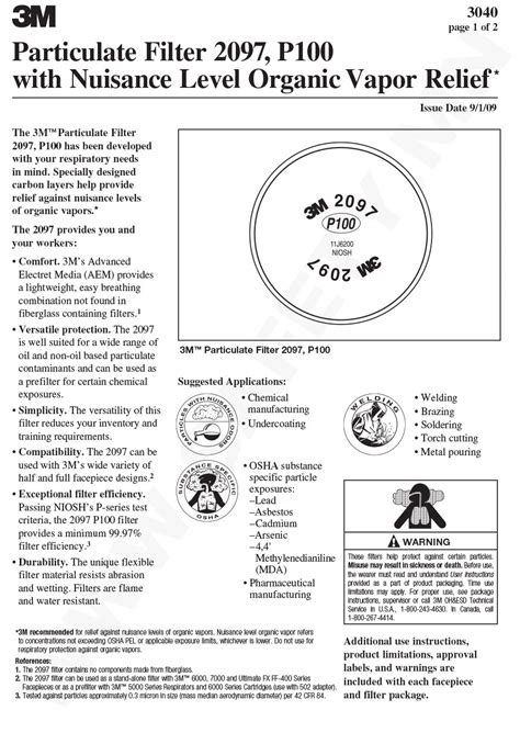 3m 2097 Particulate Filter For Organic Vapor 3m 2097 Тоос тоосонцор