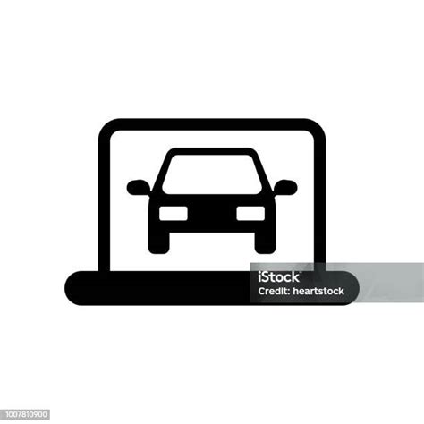 자동차에 노트북 아이콘 벡터 아이콘입니다 간단한 요소 그림입니다 자동차에 노트북 기호 디자인입니다 웹 및 모바일 사용할 수 있습니다 기계공에 대한 스톡 벡터 아트 및 기타