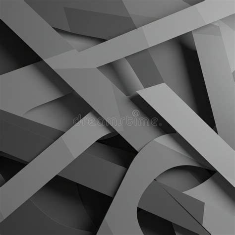 Abstract Composition Featuring Overlapping Geometric Shapes With Varying Shades Of Gray Stock