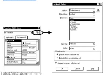 How To Use Quick Select Properties Tutorial AutoCAD