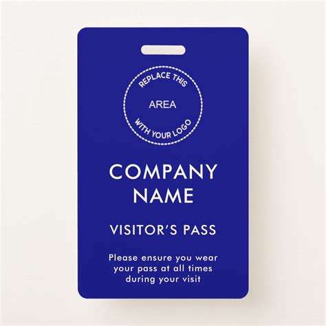 Visitors Pass Company Name Logo Blue Badge Zazzle Company Names