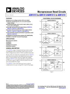 Microprocessor Reset Circuits Analog Devices Microprocessor Reset Circuits Analog Devices