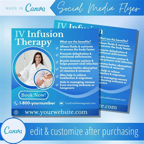 Iv Infusion Therapy Flyer Template Medical Iv Drip Injections