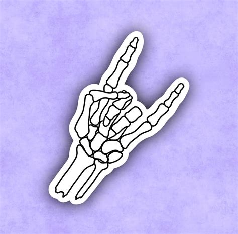 Skeleton Hand Rock On Sign Sticker Halloween Sticker Spooky Sticker