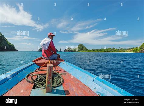 Boat Trip Captain Offshore Of Siau Island With Beautiful White Sand