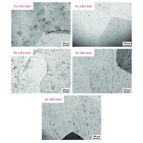 As Cast Structure Of Fe Xcr 6al Alloy With Different Cr Content