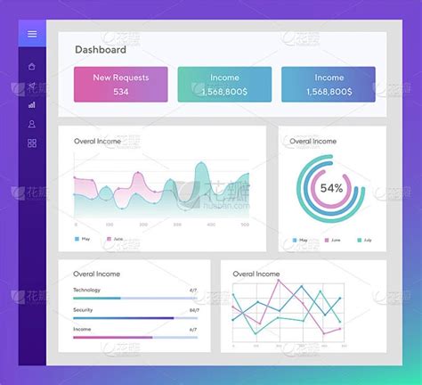 信息图表模板与平面设计每日统计图表，仪表盘，饼图，网页设计，ui元素。带有图表的网络管理数据屏幕素材 花瓣网