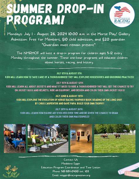 Drop In Program Flyer 1 National Museum Of Racing And Hall