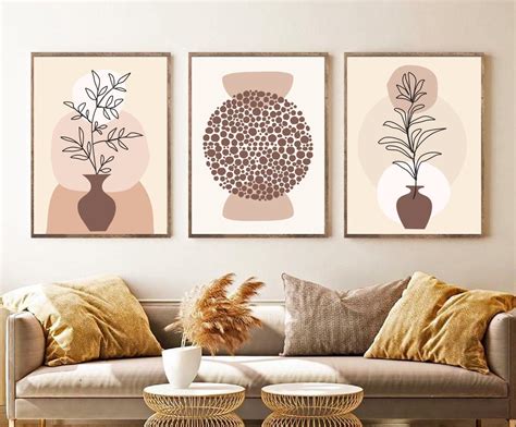 Boho Kunst Set Von 3 Drucke Boho Wandkunst Abstrakte Galerie Etsy