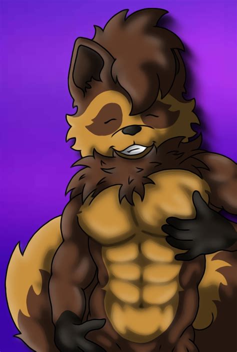 Rule 34 Bara Brown Fur Chest Grab Closed Eyes Male Muscle Raccoon