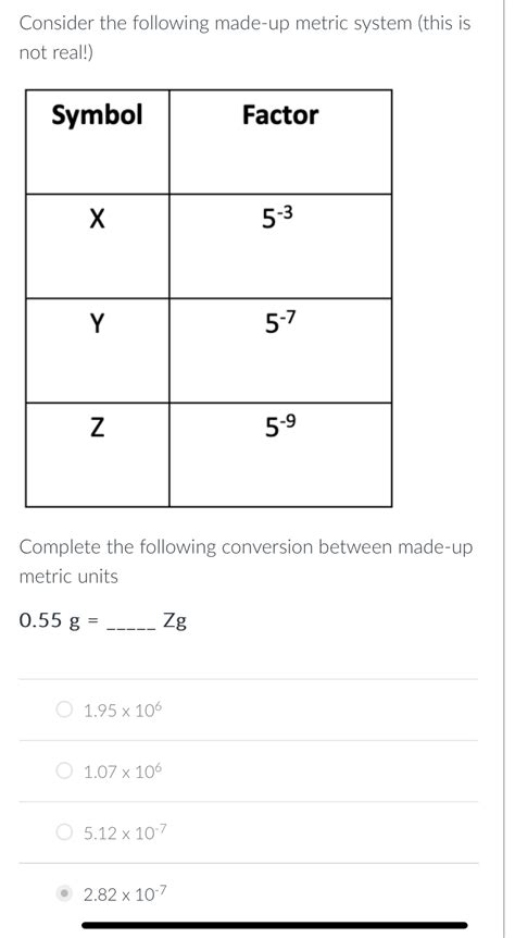 Solved Consider the following made-up metric system (this | Chegg.com