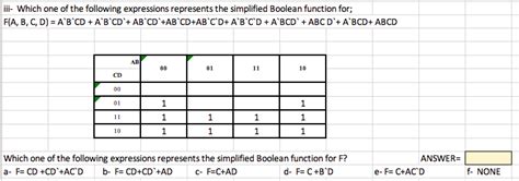 Solved 4 Using Four Variable K Maps I Use The Following