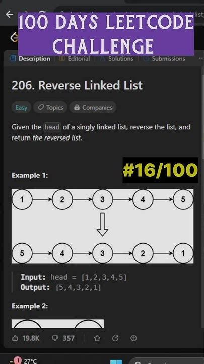 Day 16100 Leetcode Challenge 🚀 206reverse Linked List Coding