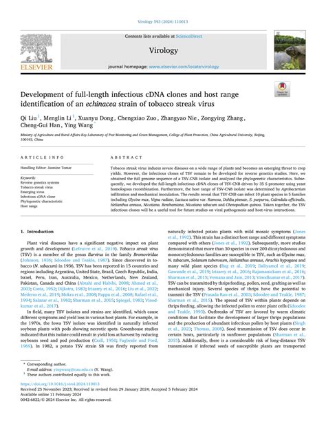 Pdf Development Of Full Length Infectious Cdna Clones And Host Range
