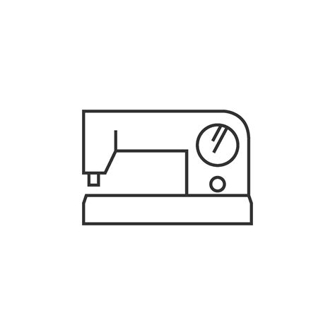 Vintage Sewing Machine Icon In Thin Outline Style 38028678 Vector Art