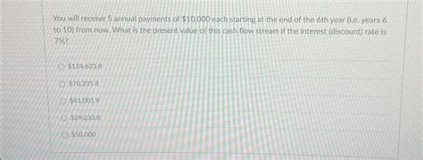 Solved You Will Receive Annual Payments Of Each Chegg