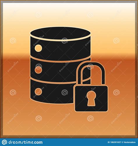 Black Server Security With Closed Padlock Icon Isolated On Gold Background Security Safety