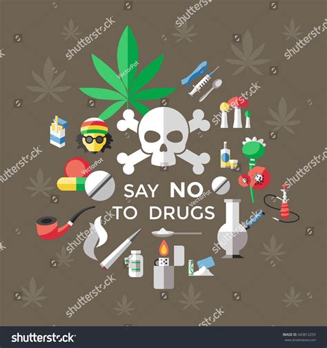 Flat Drugs Poster Title Say No Stock Vector 443812255 Shutterstock