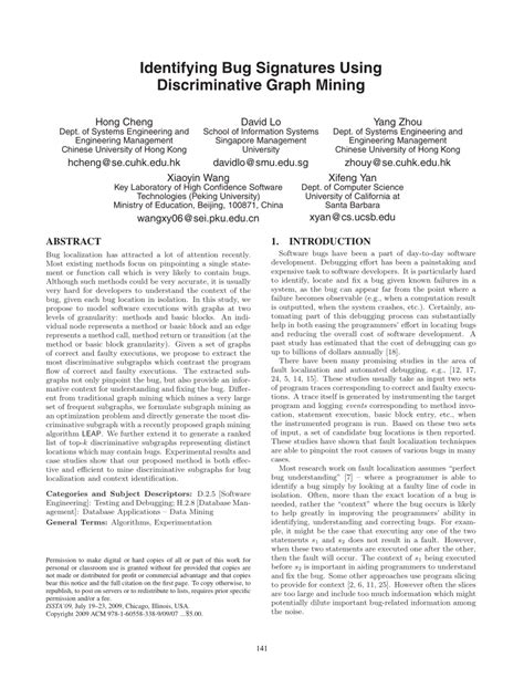 Pdf Identifying Bug Signatures Using Discriminative Graph Mining
